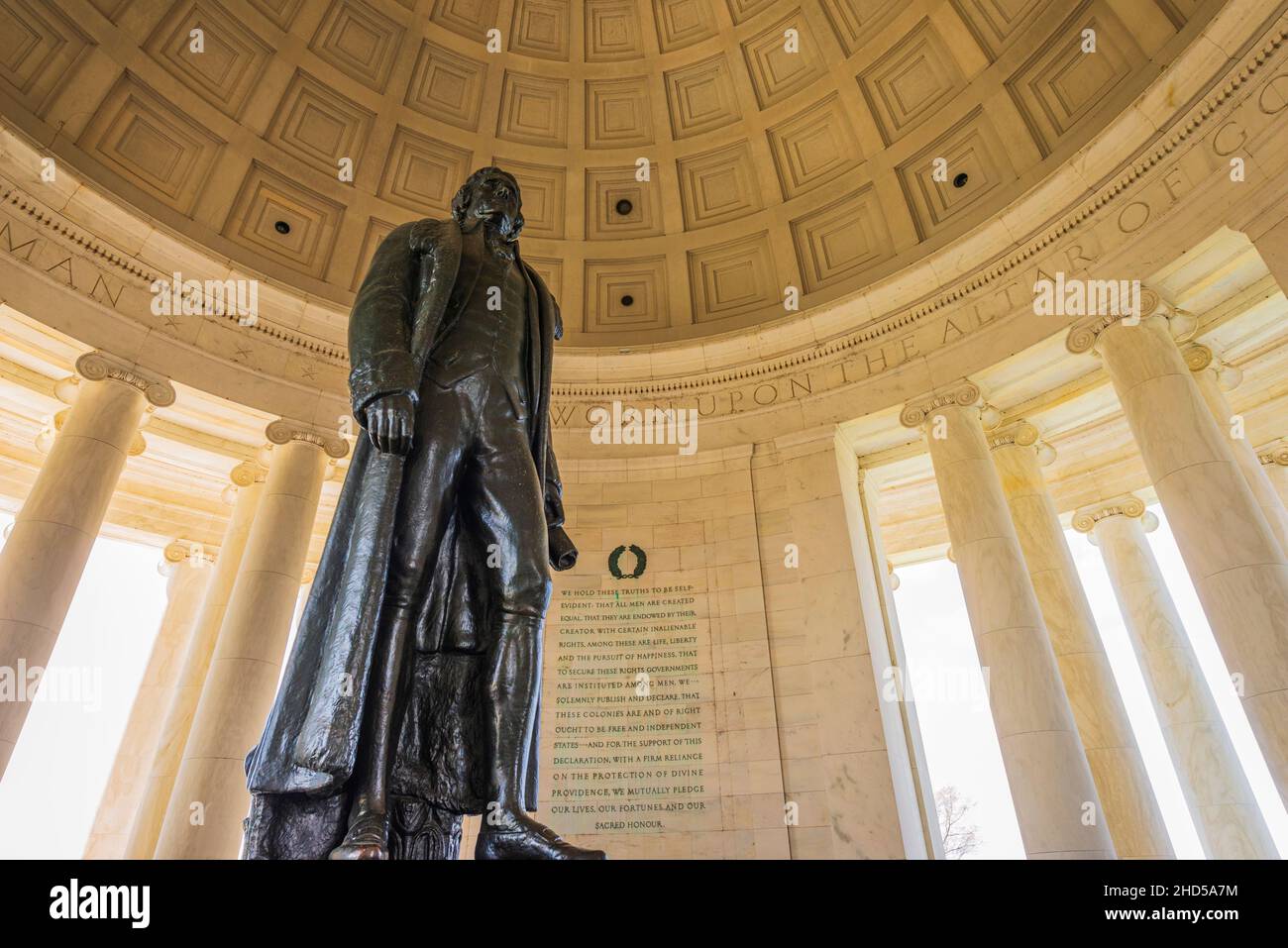 Statue and inscription inside the Thomas Jefferson Memorial, Washington ...