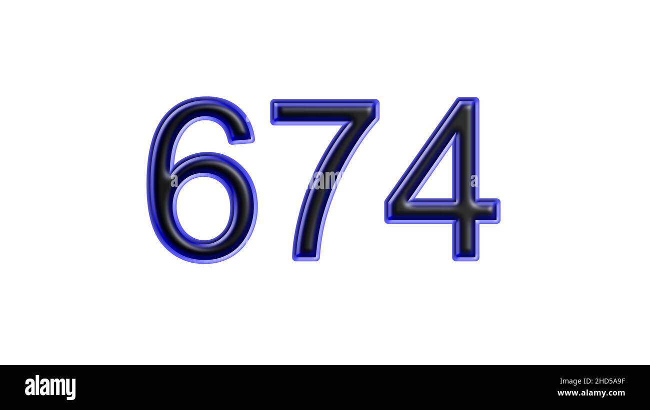 blue 674 number 3d effect white background Stock Photo - Alamy