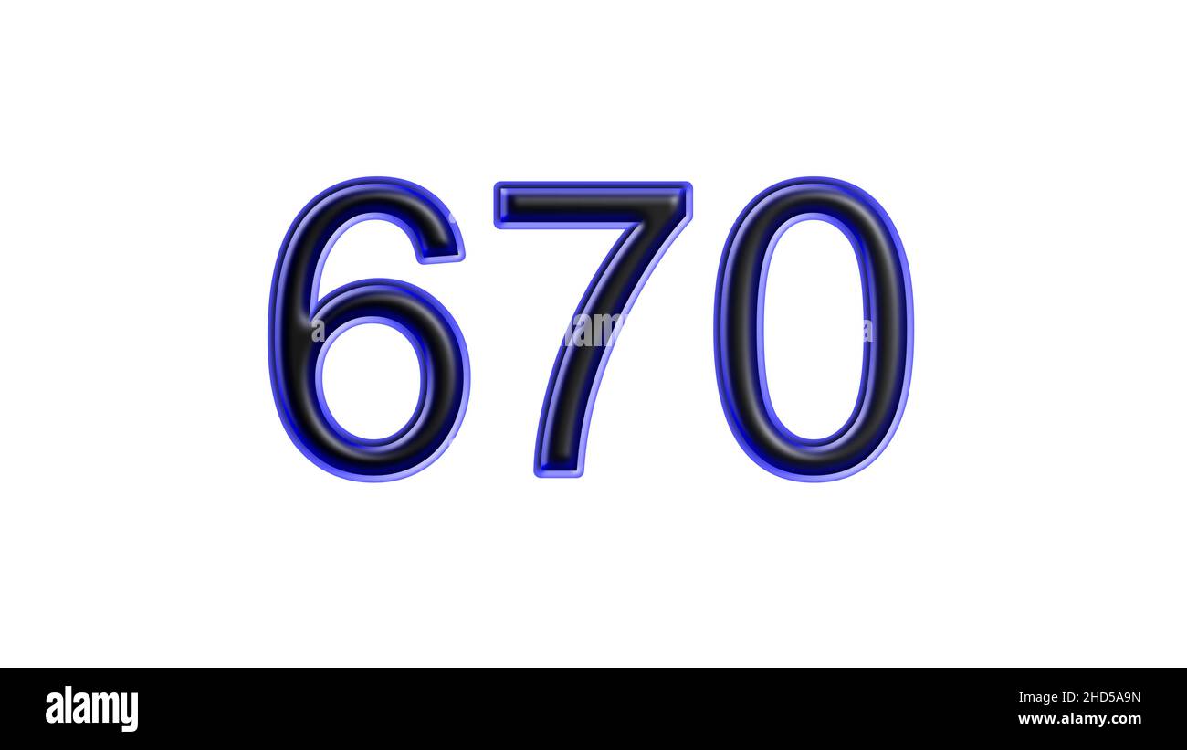 blue 670 number 3d effect white background Stock Photo - Alamy