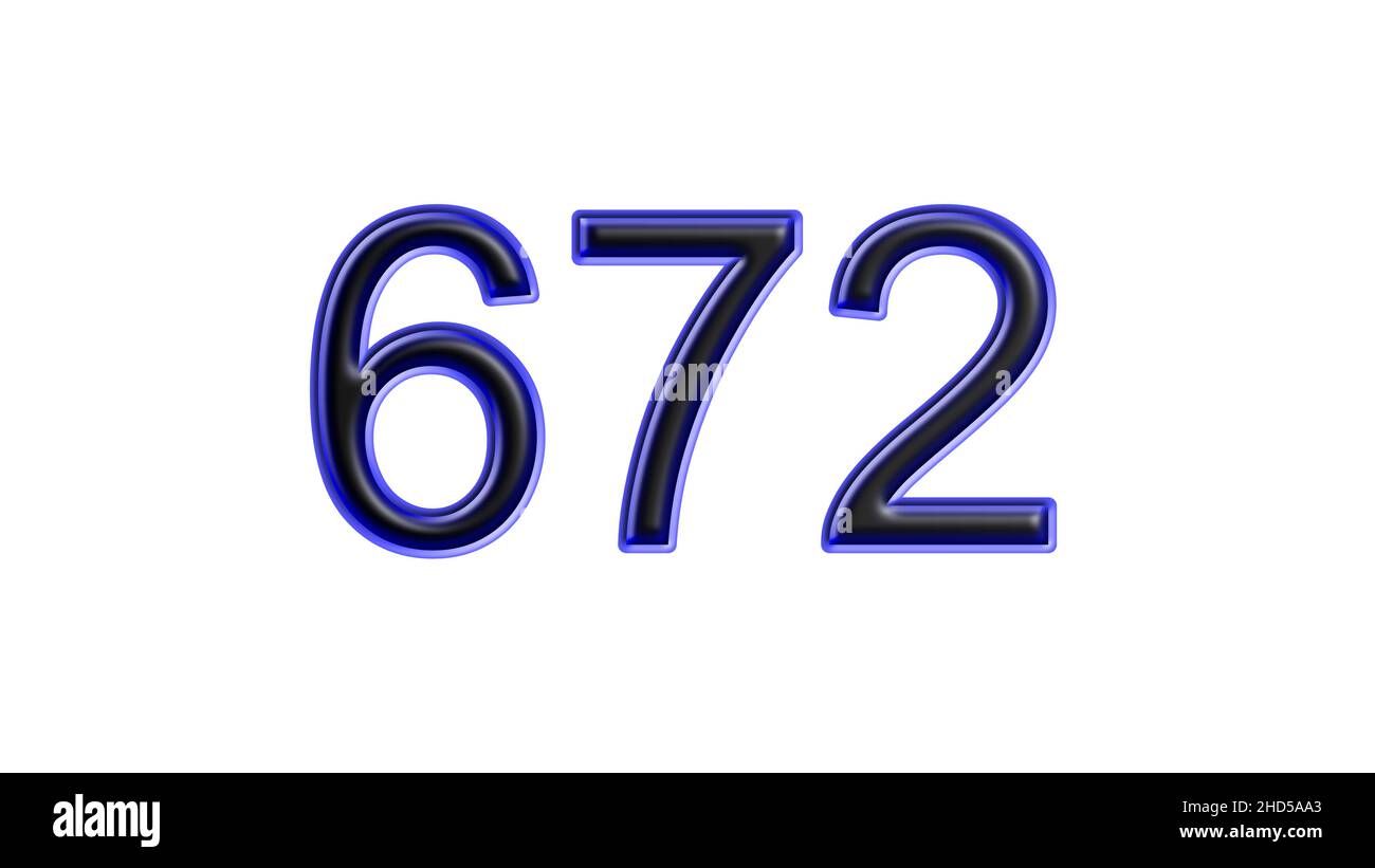 blue 672 number 3d effect white background Stock Photo - Alamy