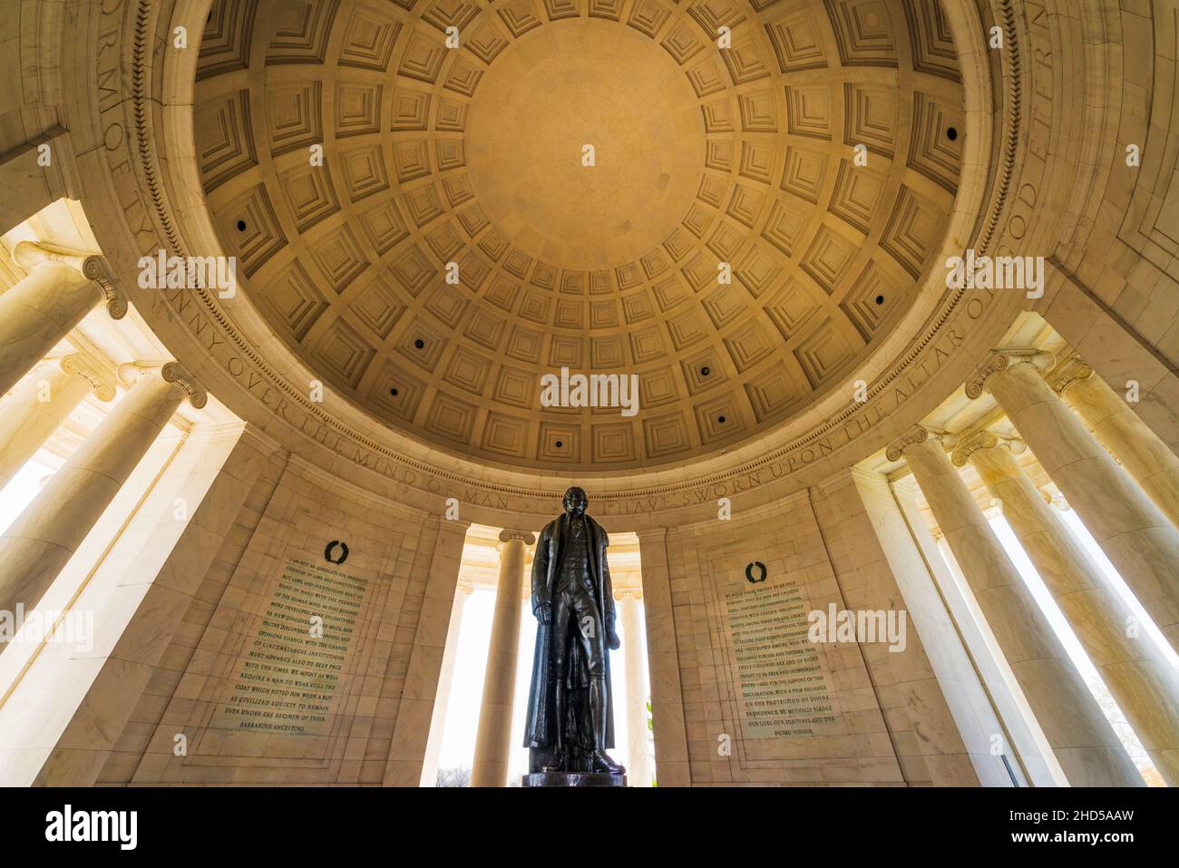 Statue and inscription inside the Thomas Jefferson Memorial, Washington ...