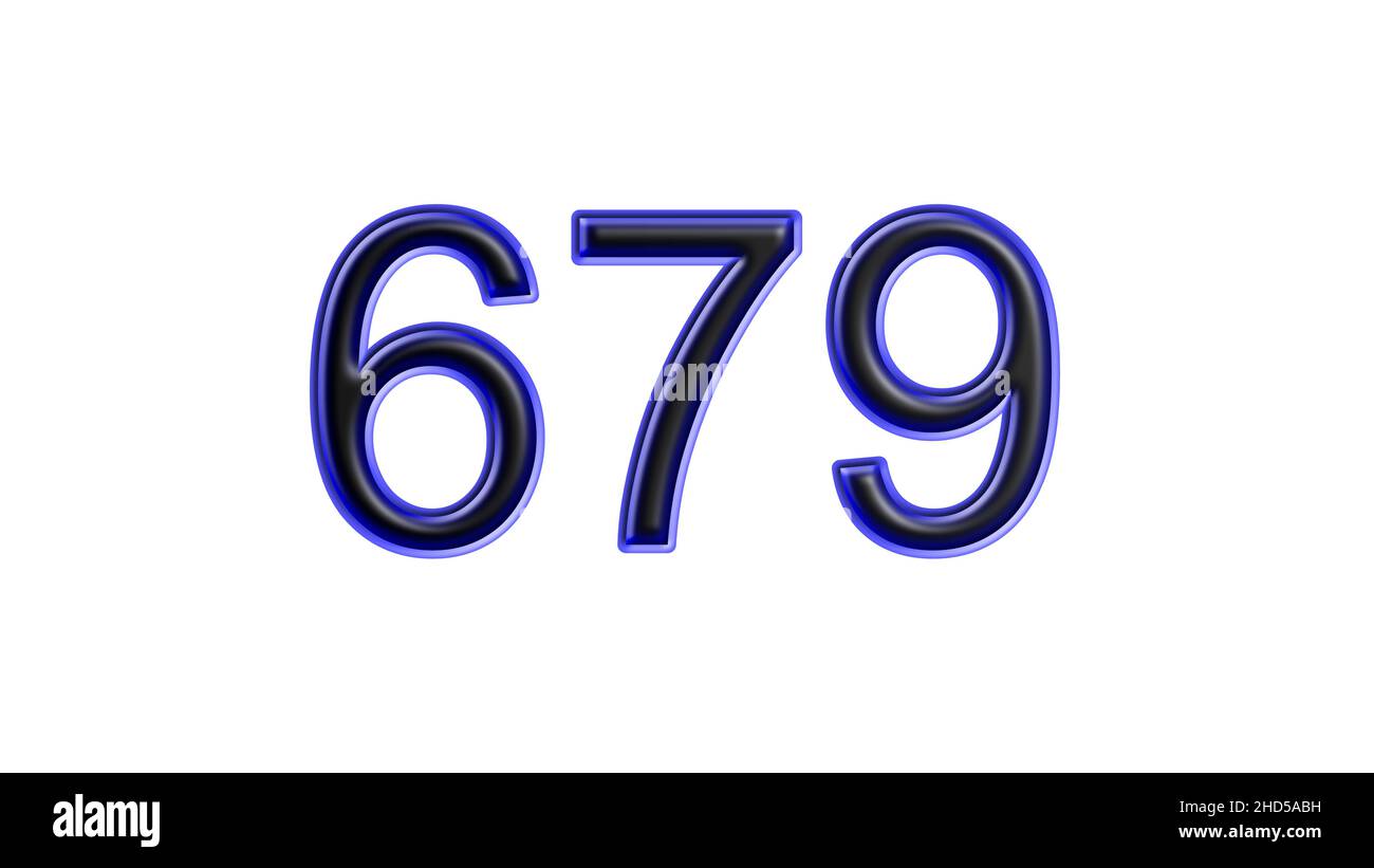 blue 679 number 3d effect white background Stock Photo - Alamy