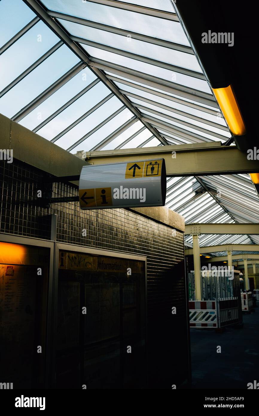 Vertical shot of direction signs in a subway Stock Photo - Alamy