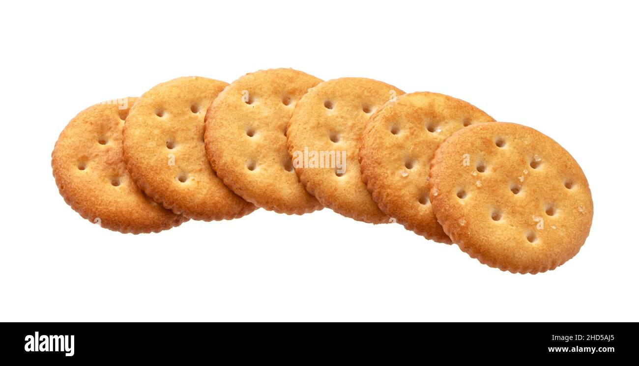 Round cracker isolated on white background Stock Photo - Alamy