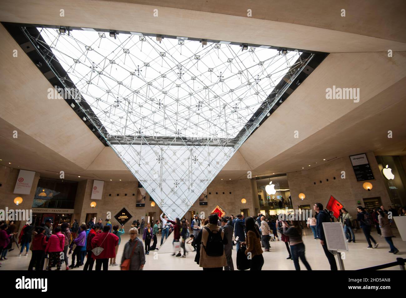 Paris, France: May 06, 2017: Visitors watching the Inverted Pyramid in ...