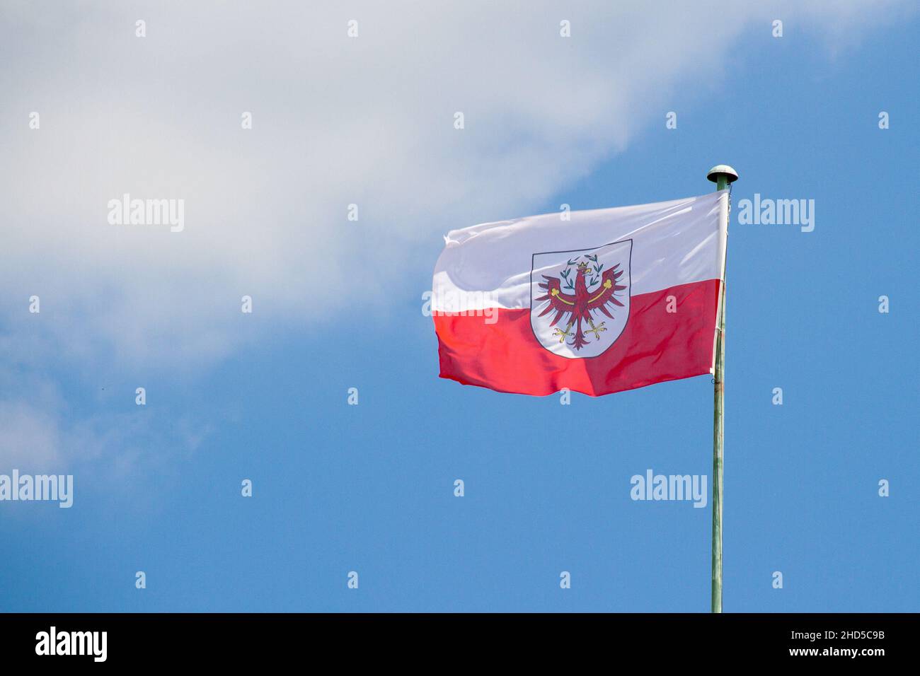 Vienna, Austria, July 24, 2021. Austrian national flag, red and white ...