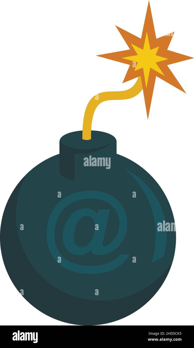 Email fraud bomb icon. Flat illustration of email fraud bomb vector ...