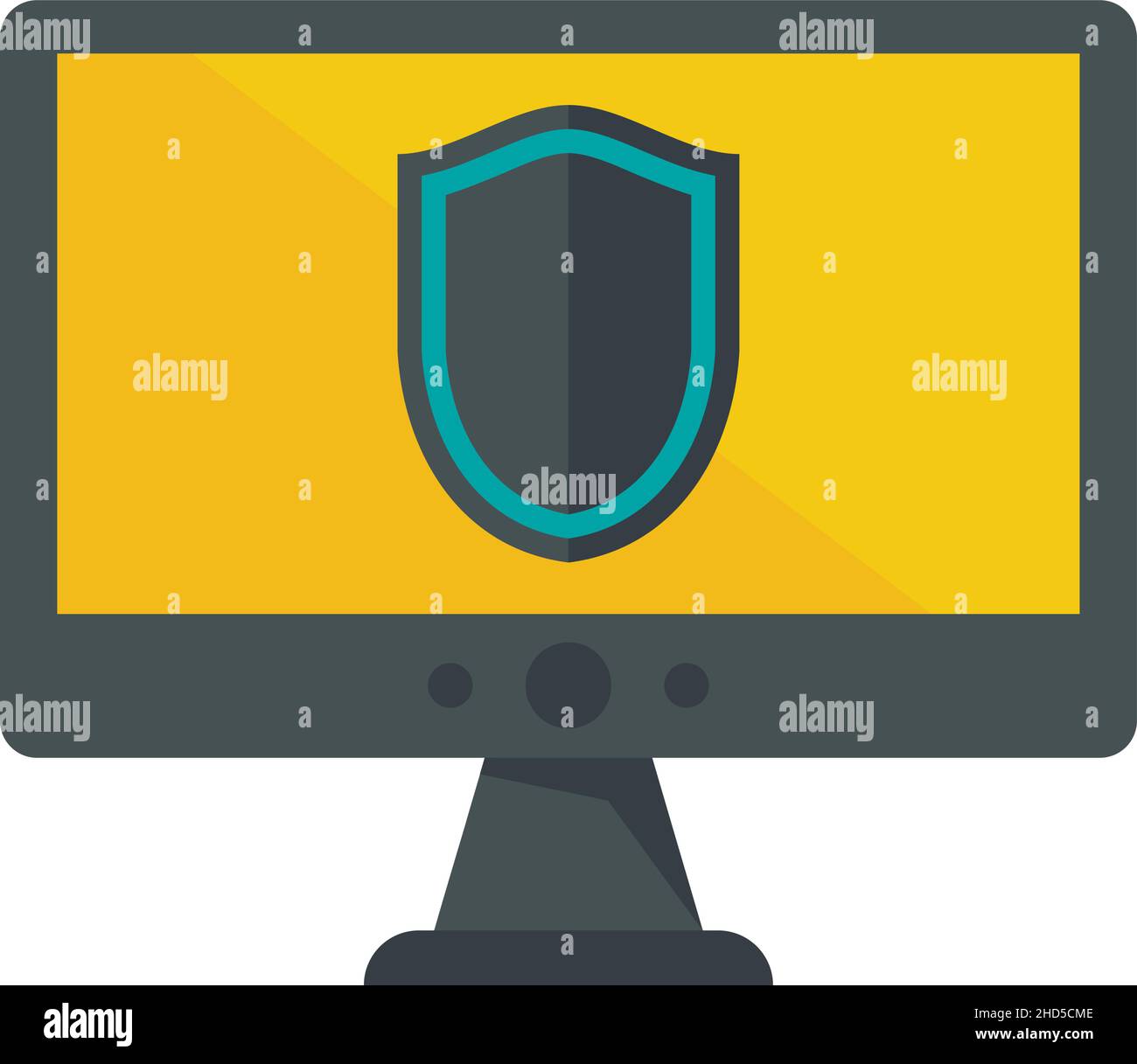 Computer security shield icon. Flat illustration of computer security ...