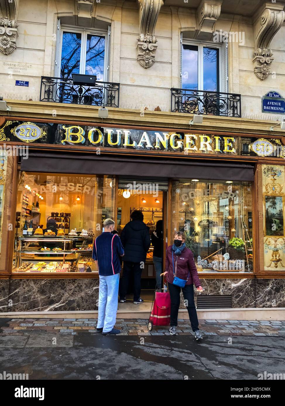 Paris, France, Shop Front, Small Group of People, Queuing, waiting on ...