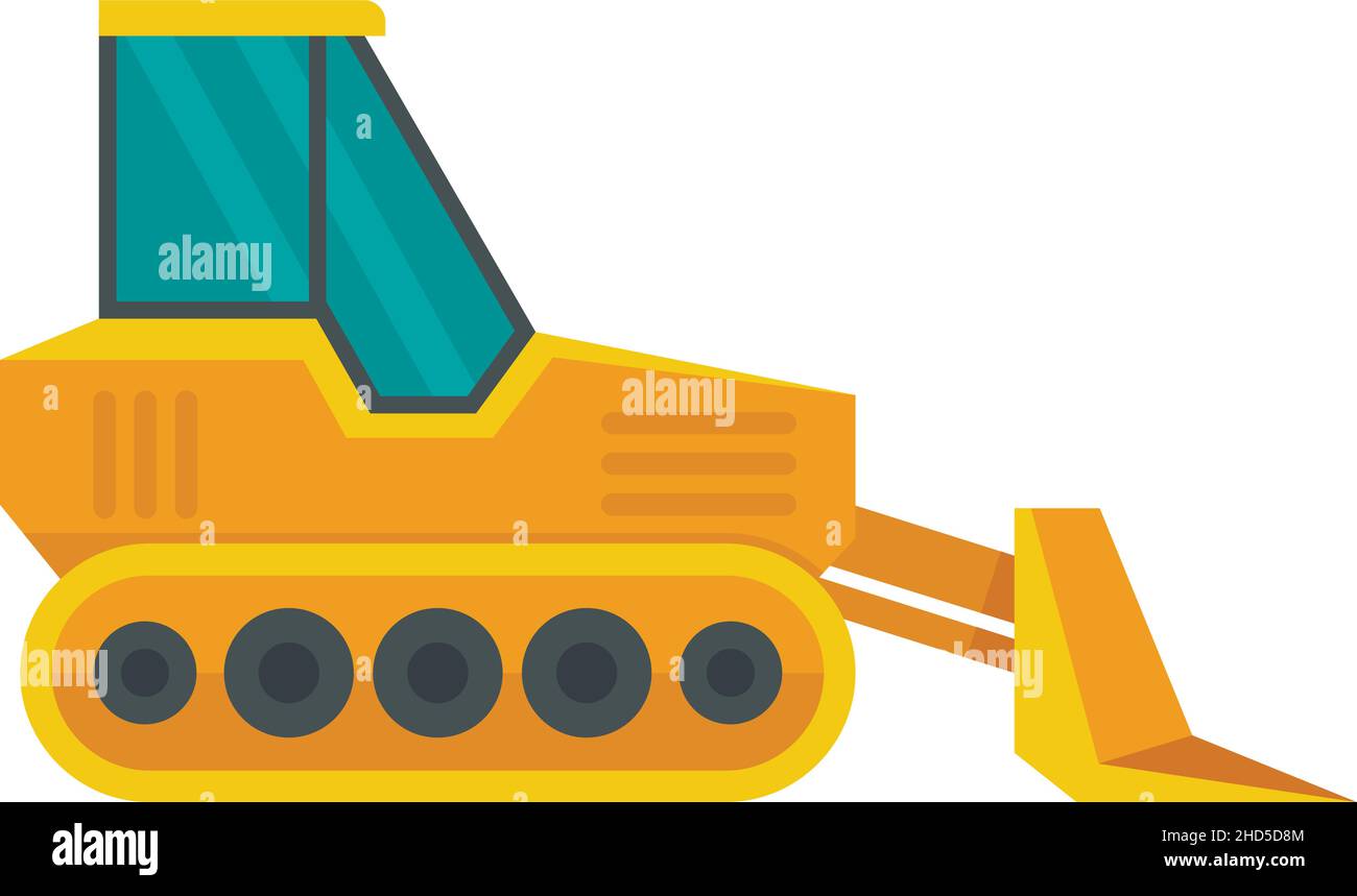 Front bulldozer icon. Flat illustration of front bulldozer vector icon ...