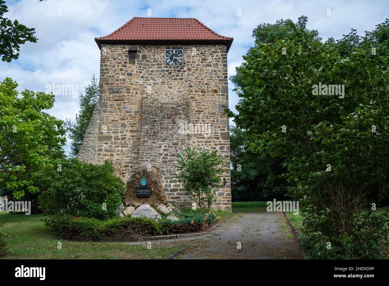 Little park in the village morsleben in germany with Memorial of dead ...