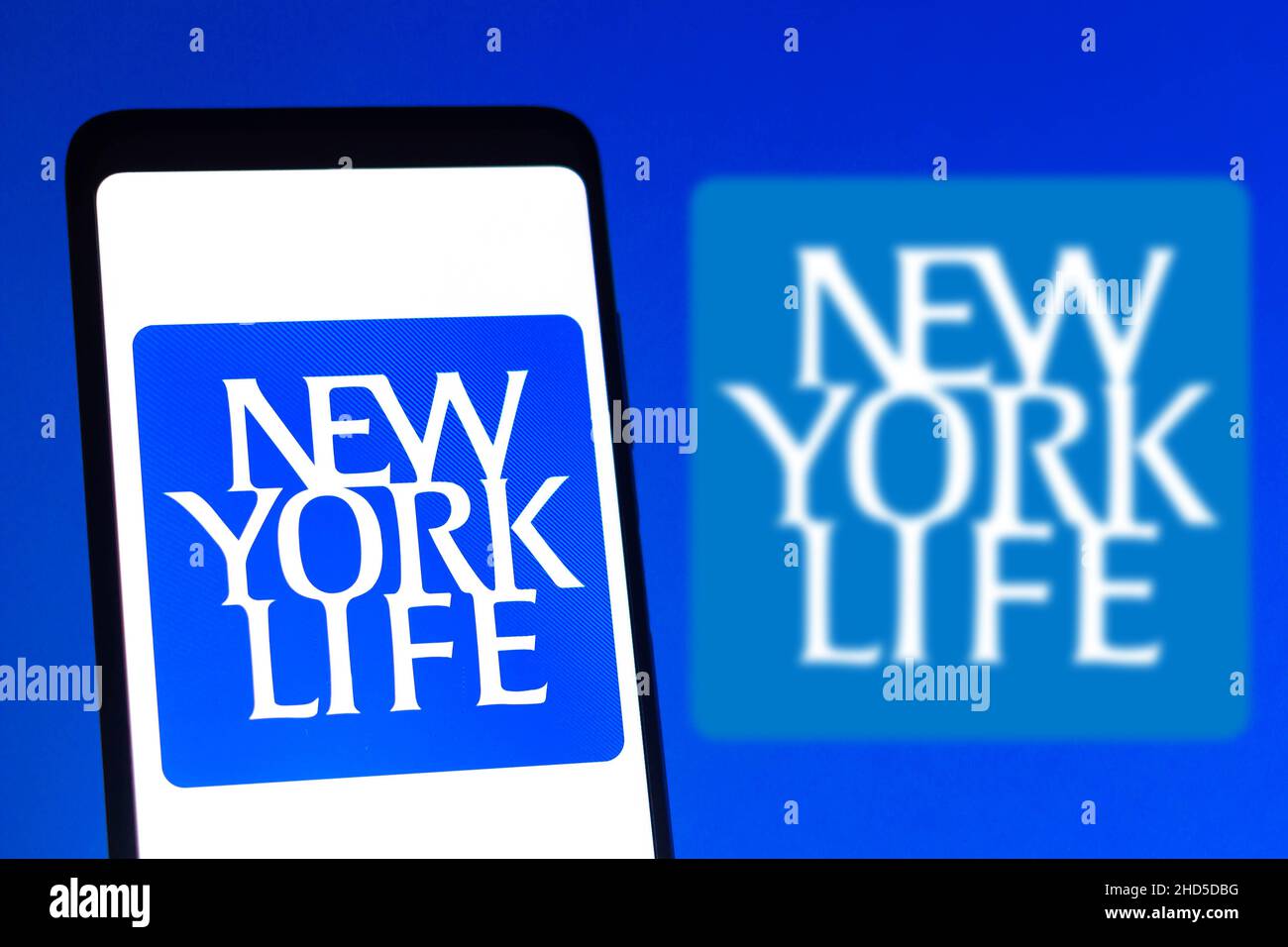 In this photo illustration, the New York Life Insurance Company logo ...