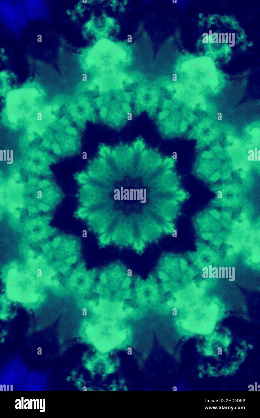 Green'n Blue, Abstract Digital Mandala Art Background Stock Photo - Alamy