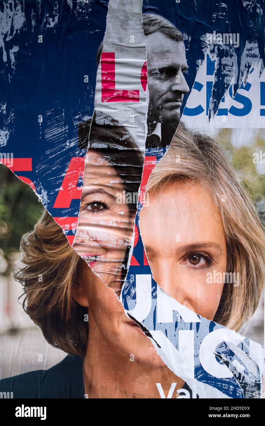 Torn Posters Of Emmanuel Macron High Resolution Stock Photography and ...