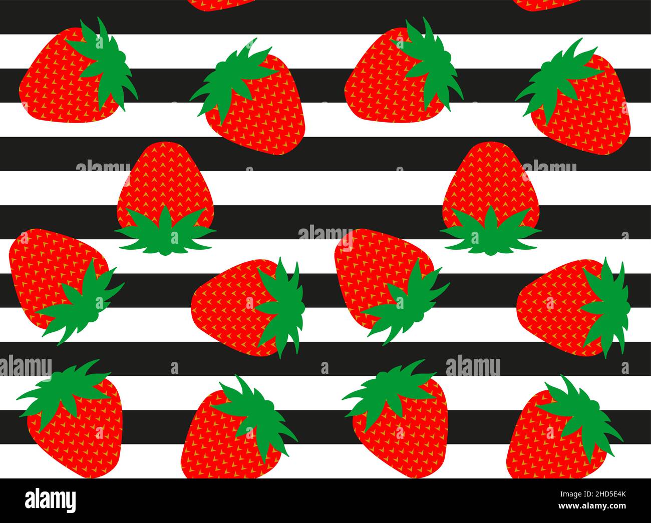Strawberry pattern. Seamless striped background with drawn berry. Red ...