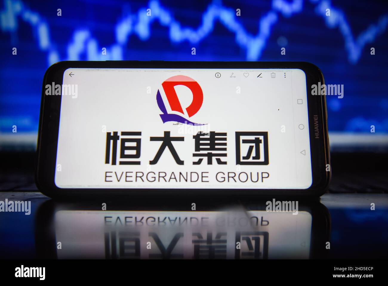 In this photo illustration a Ever Grande logo seen displayed on a ...