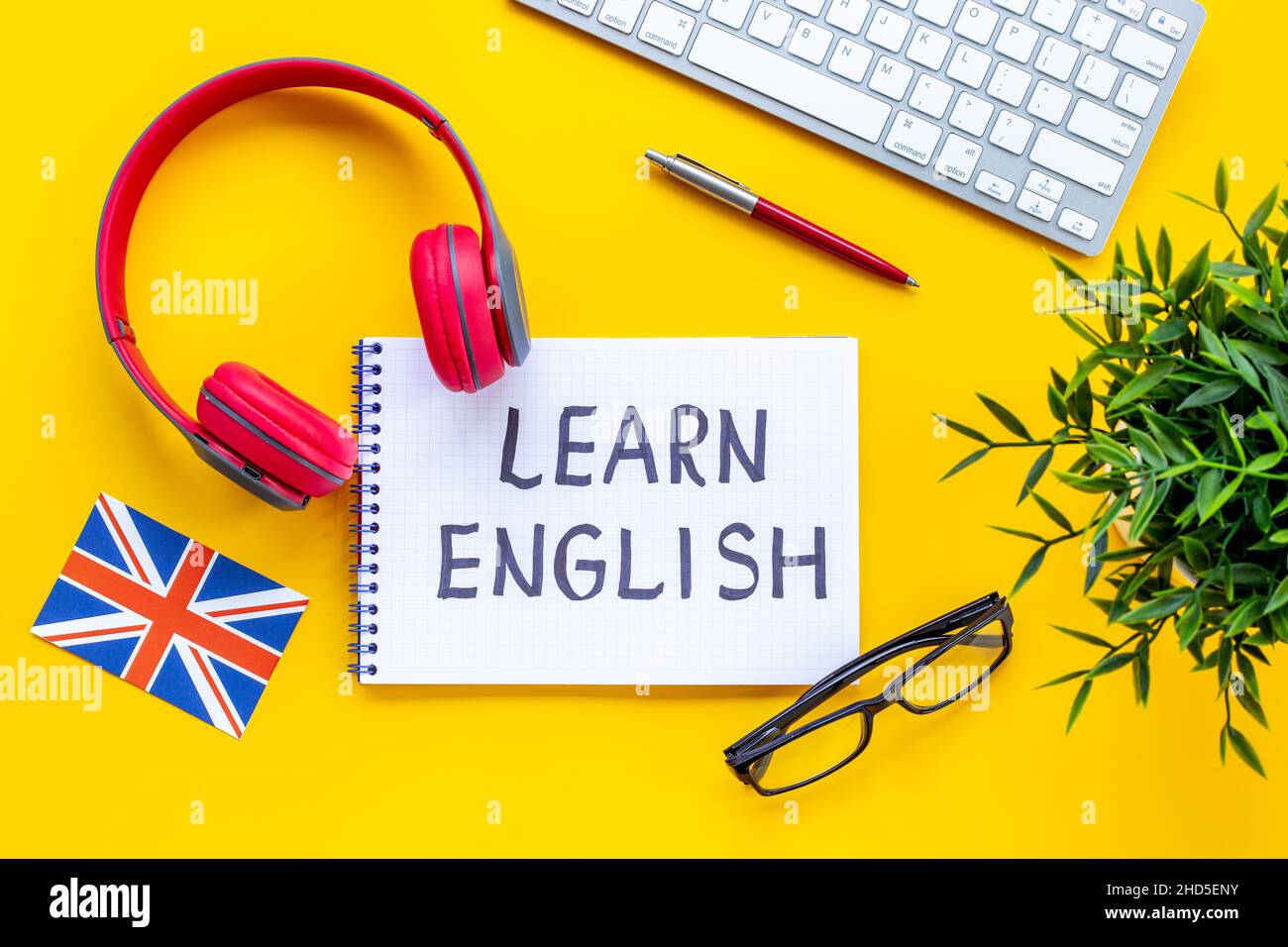 Learnging English concept. Handwritten text on notebook on student ...