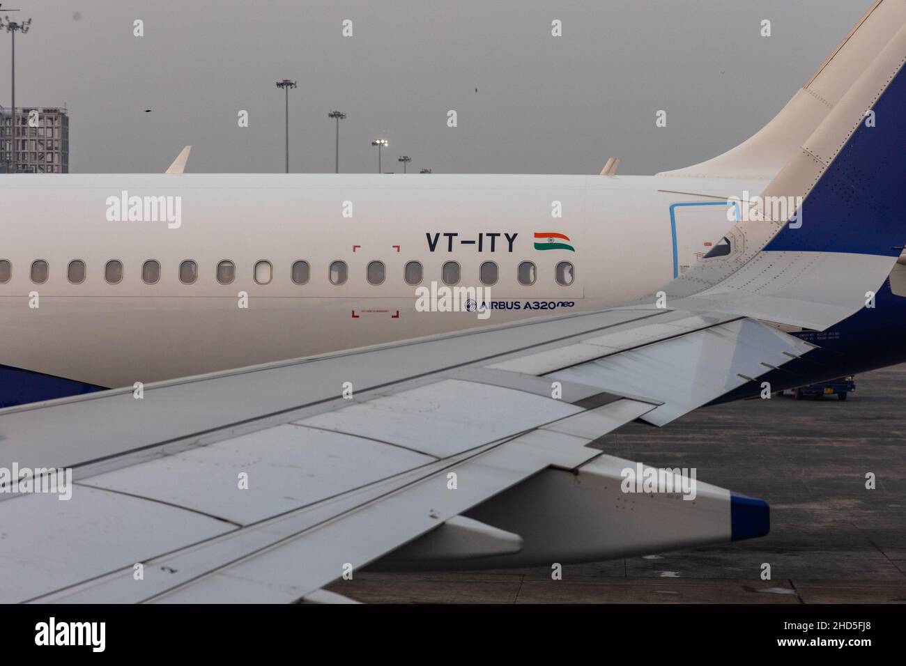 Window view of another Airbus A320 Neo from IndiGo Airlines parked ...
