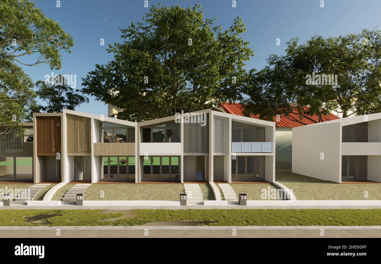 3d render of apartment house buildings Stock Photo - Alamy