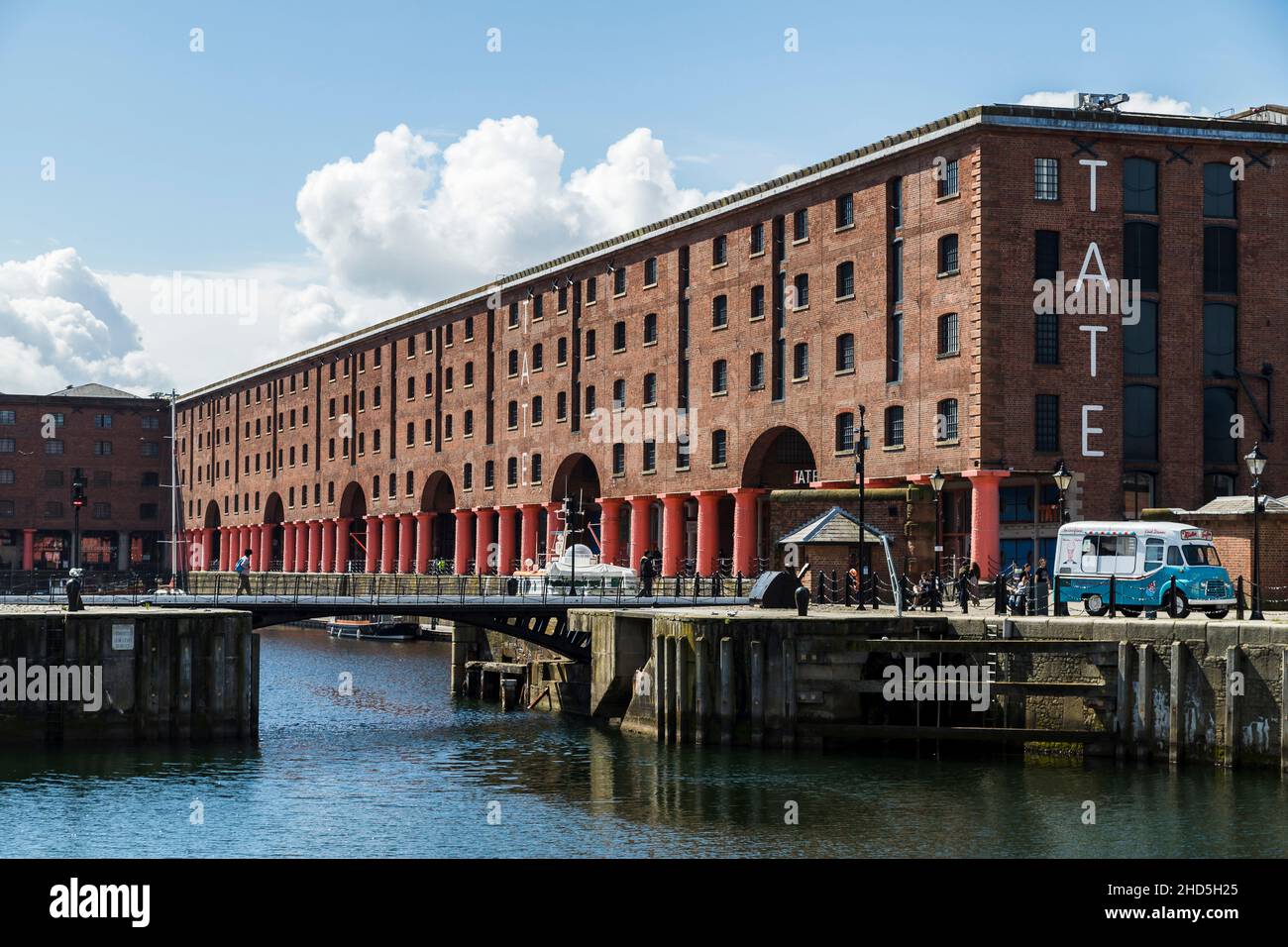 Looking across water to the main entrance of the Albert Dock on the ...