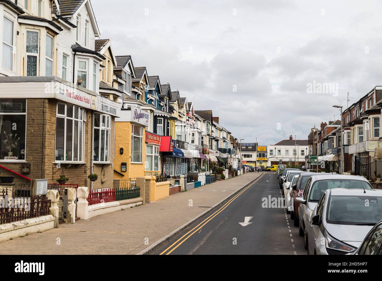 A typical street in the heart of the seaside town of Blackpool made up ...