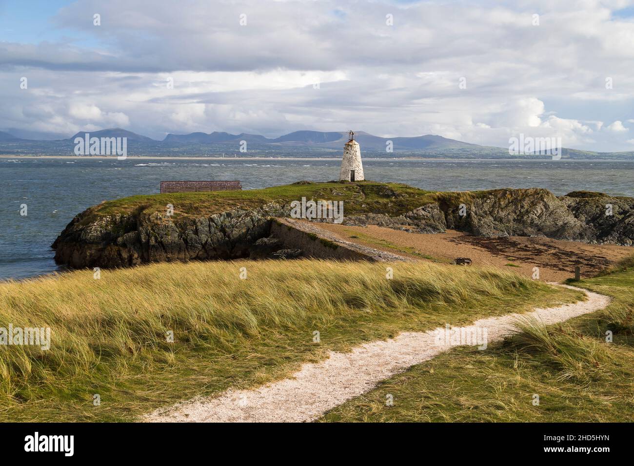 Trail to Twr Bach lighthouse Stock Photo - Alamy