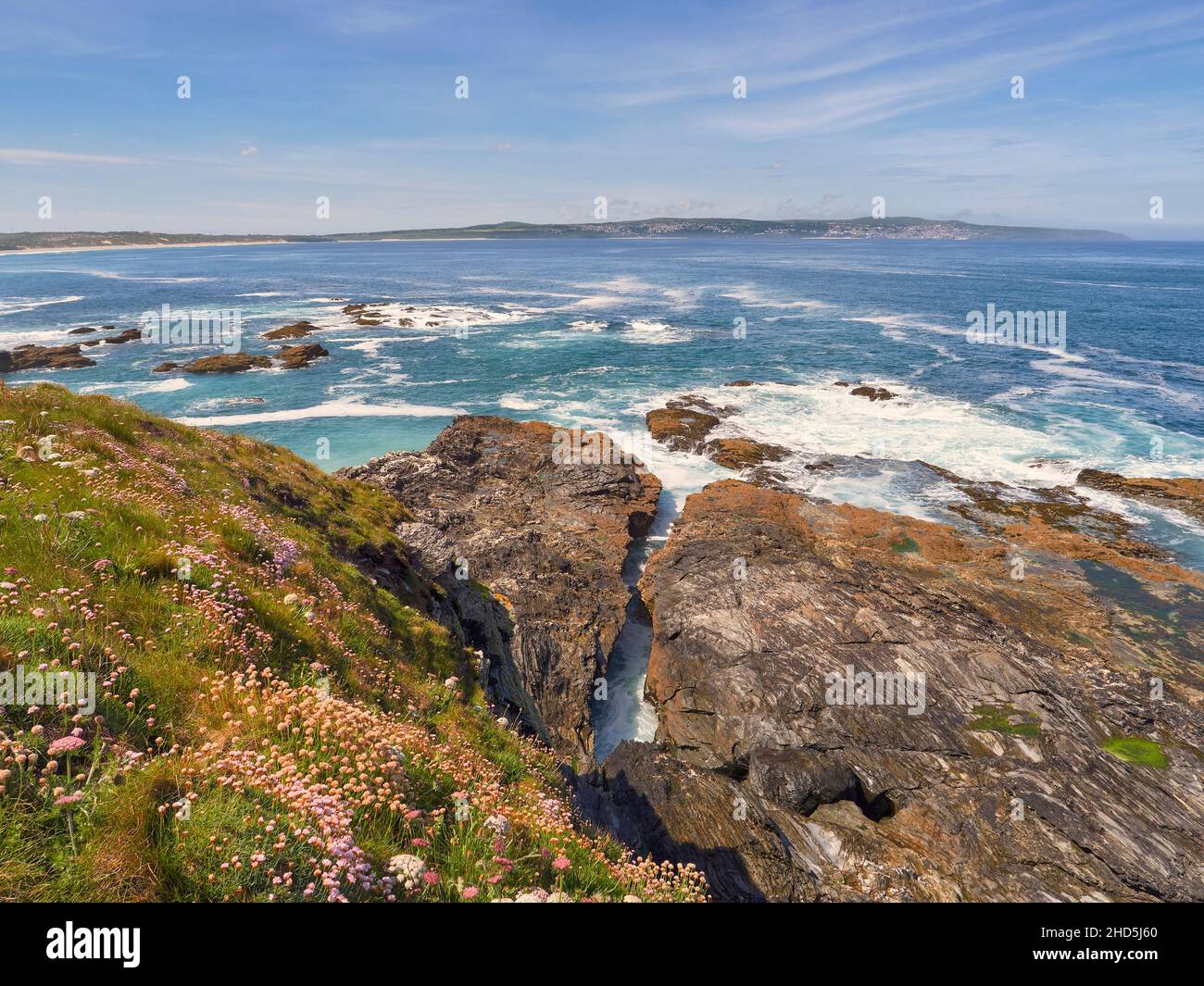 View of St Ives Bay from the cliffs at Godrevy Stock Photo - Alamy