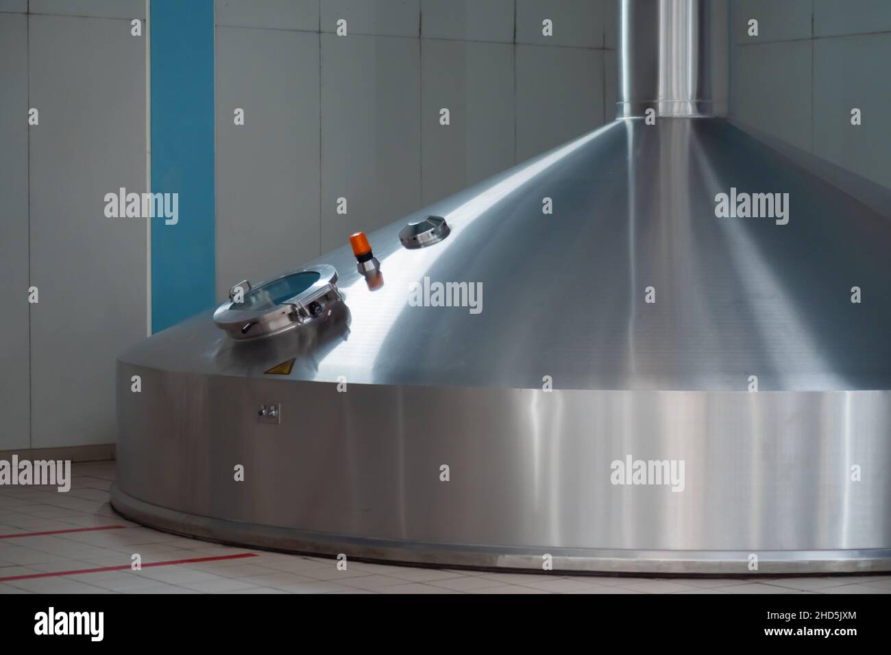 Steel tank for wort boiling at beer factory - brewery equipment Stock ...