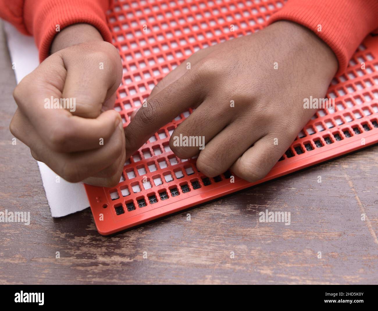 Agartala. Tripura, India. 3rd January 2022. Blind students are writing ...