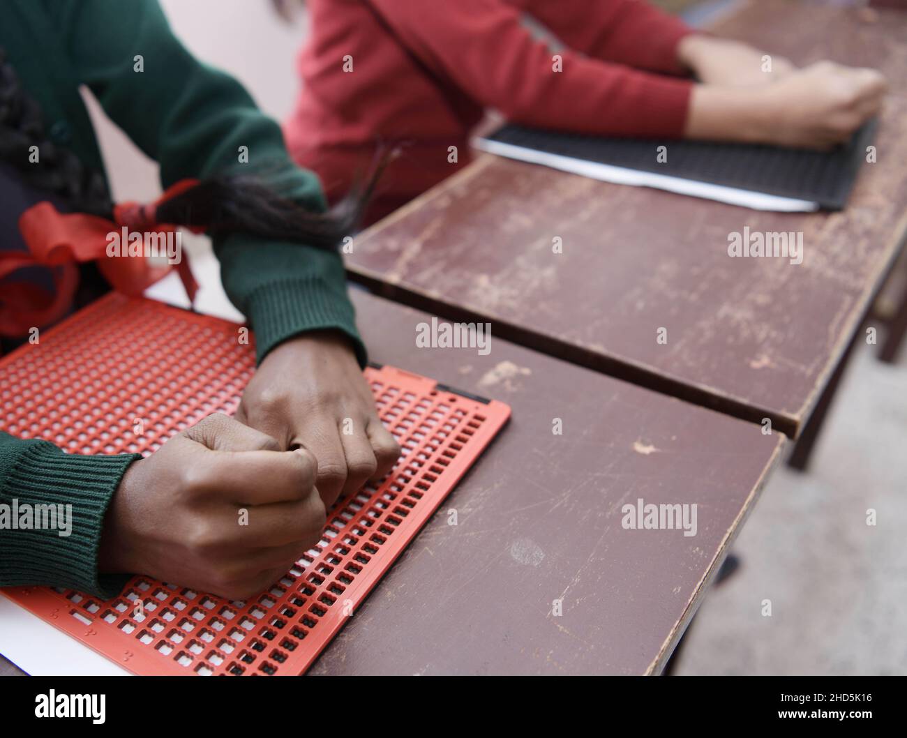 Agartala. Tripura, India. 3rd January 2022. Blind students are writing ...