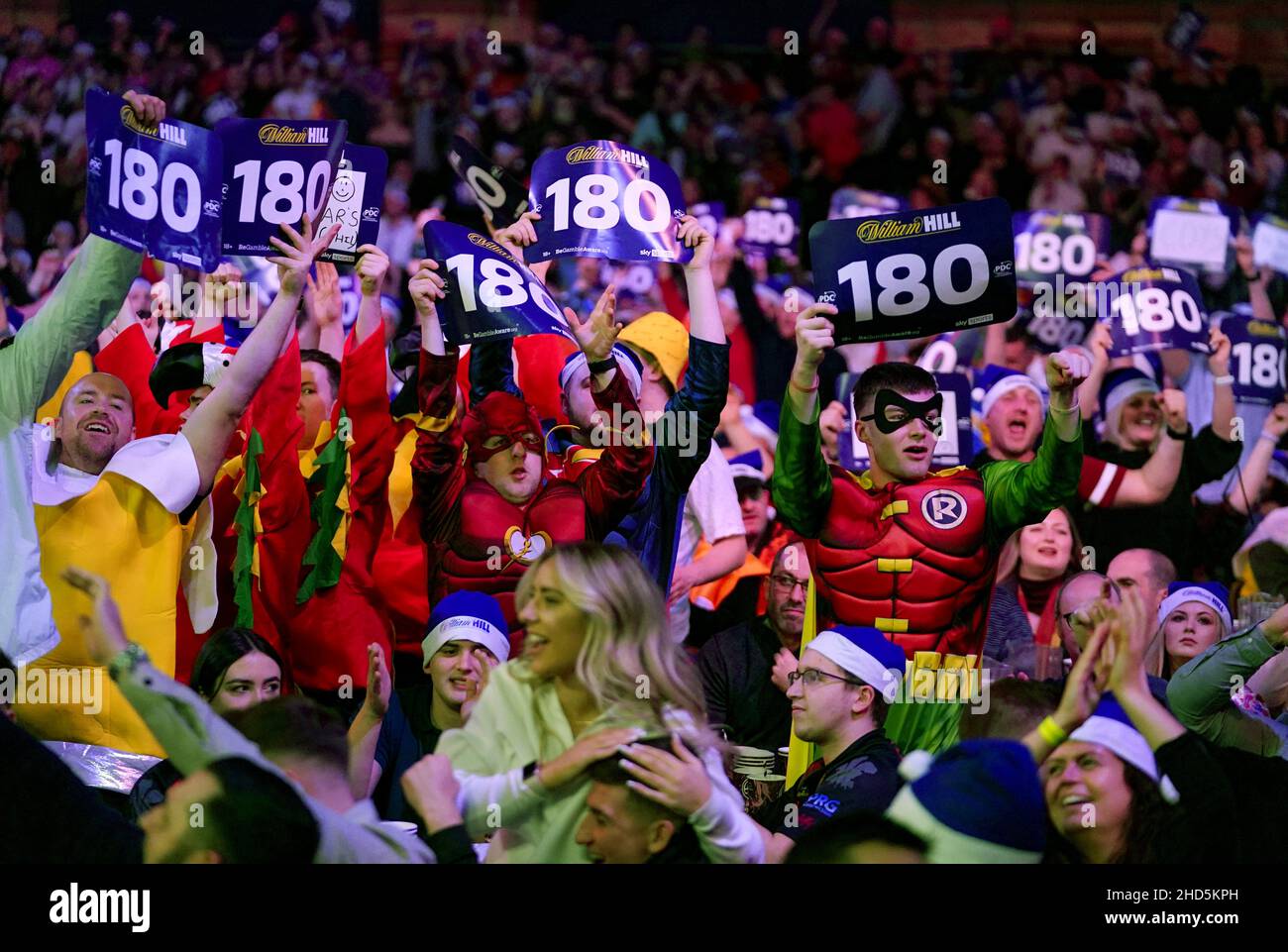 Fans in fancy dress with 180 signs in the crowd during day sixteen of ...
