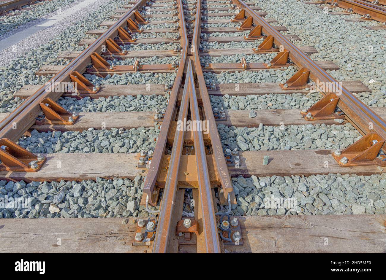 Train railroad tracks close up Stock Photo - Alamy