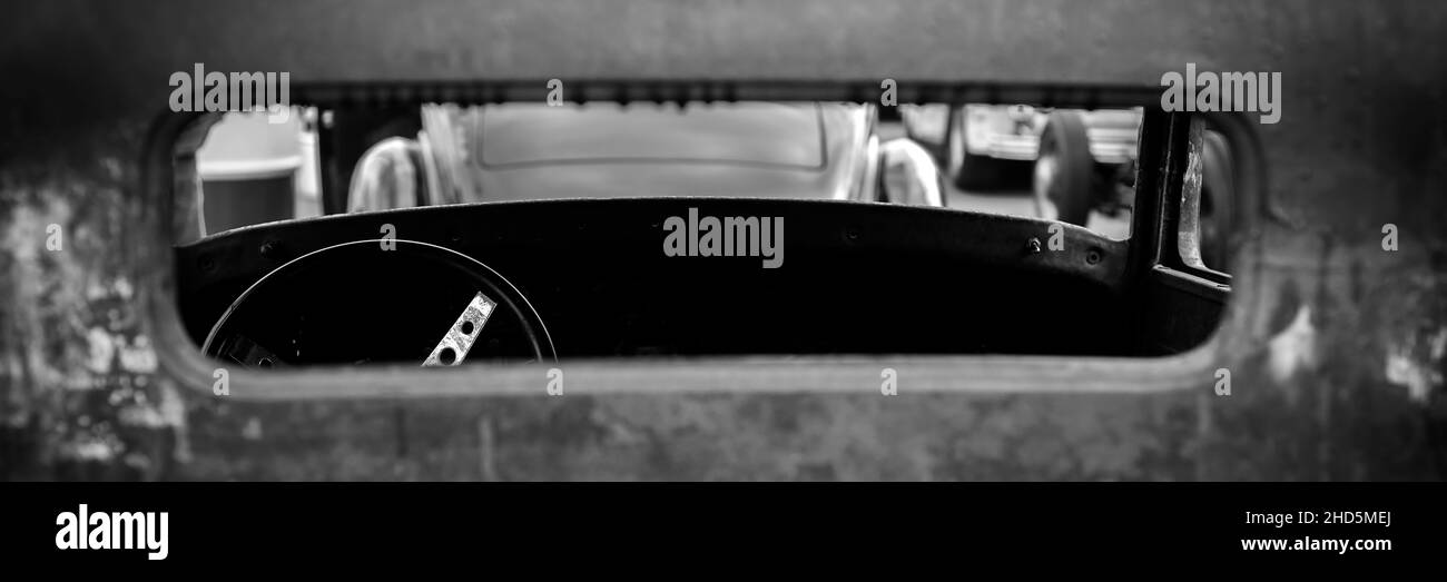 Vintage car back of window Stock Photo - Alamy