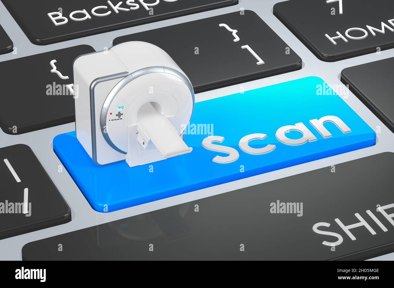 Scan button, MRI diagnostic concept on keyboard, 3D rendering Stock ...