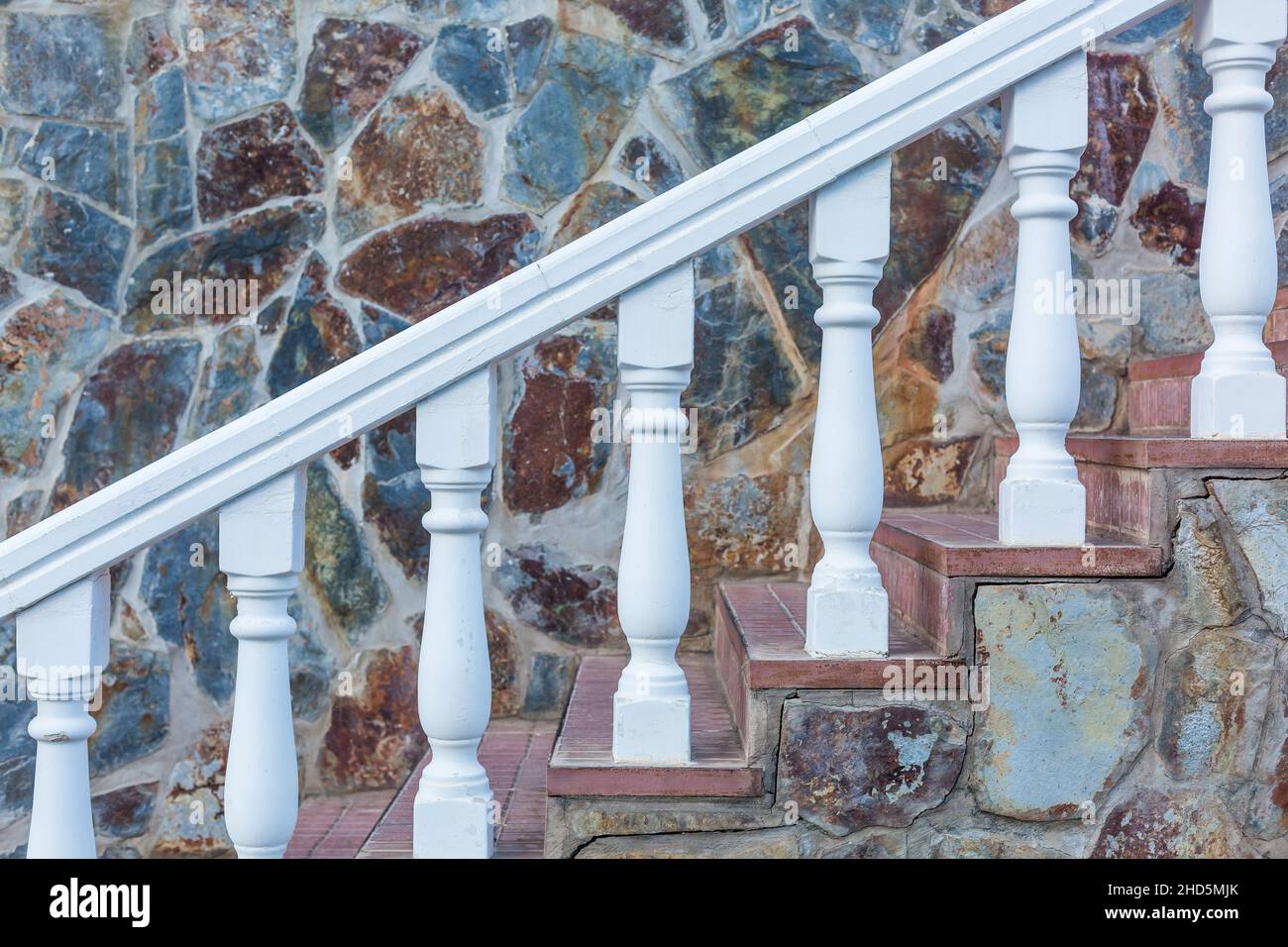 Stone baroque baluster and staircase, stone wall Stock Photo - Alamy