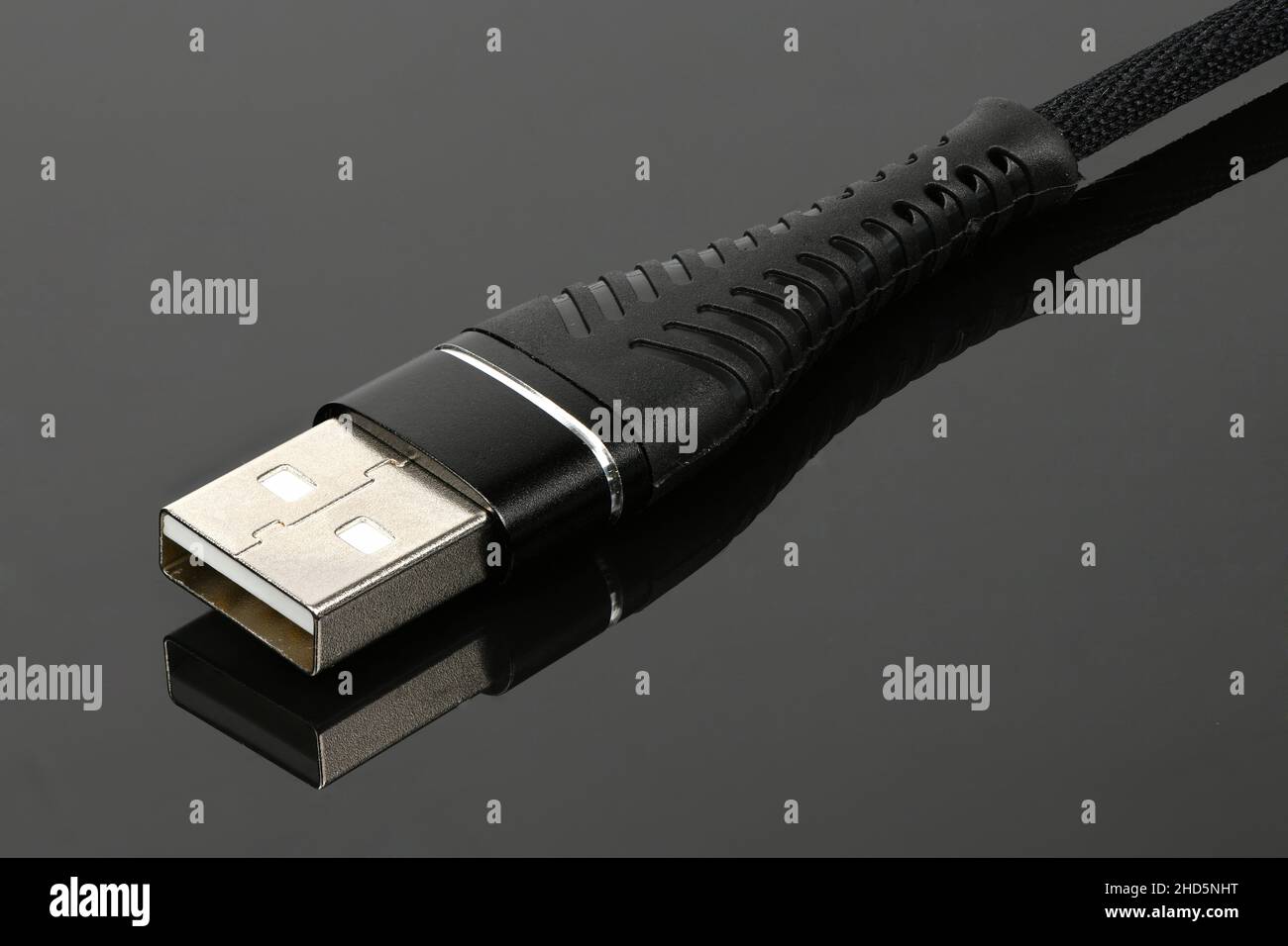Closeup of an USB connector on black acrylic background. High ...