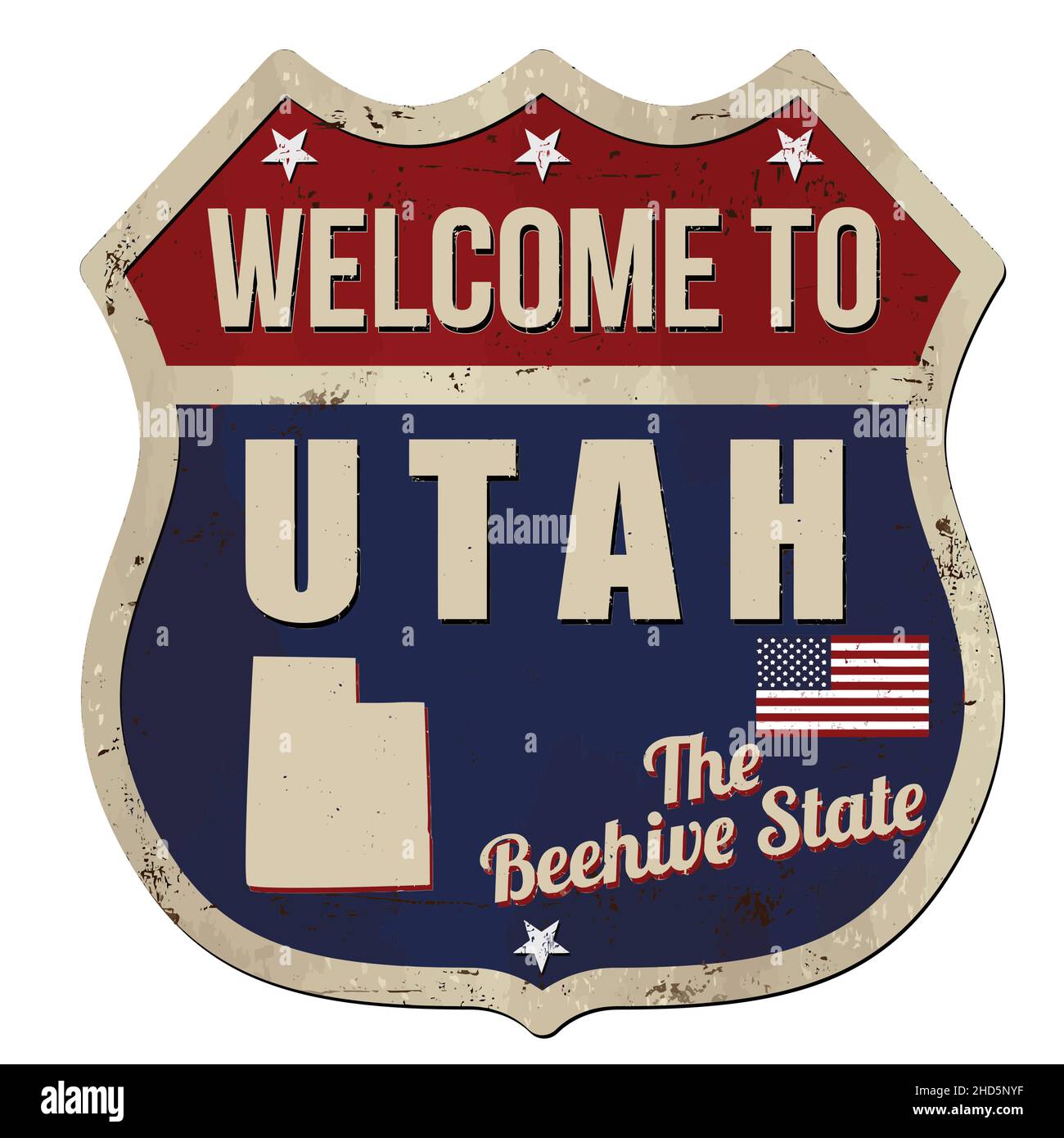 Welcome to Utah vintage rusty metal sign on a white background, vector ...