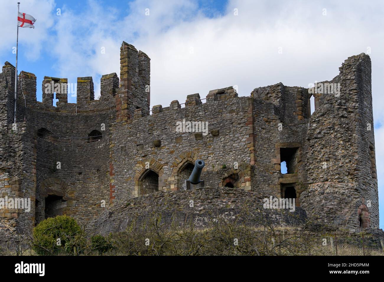 The flag of St George flying above the ruins of Dudley Castle Stock ...