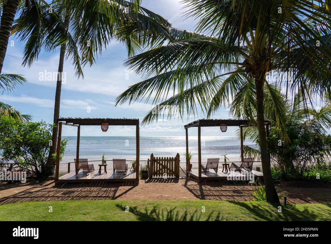 Beach front hotel tent huts in northeast Brazil Stock Photo - Alamy