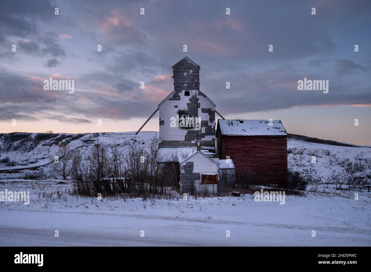 Sharples, Alberta - January 2, 2022: Old P&H grain company elevator in ...