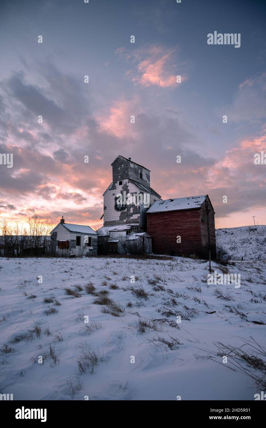 Sharples, Alberta - January 2, 2022: Old P&H grain company elevator in ...