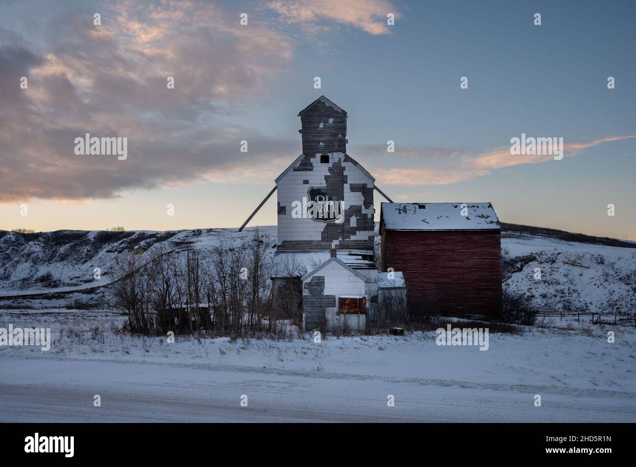 Sharples, Alberta - January 2, 2022: Old P&H grain company elevator in ...