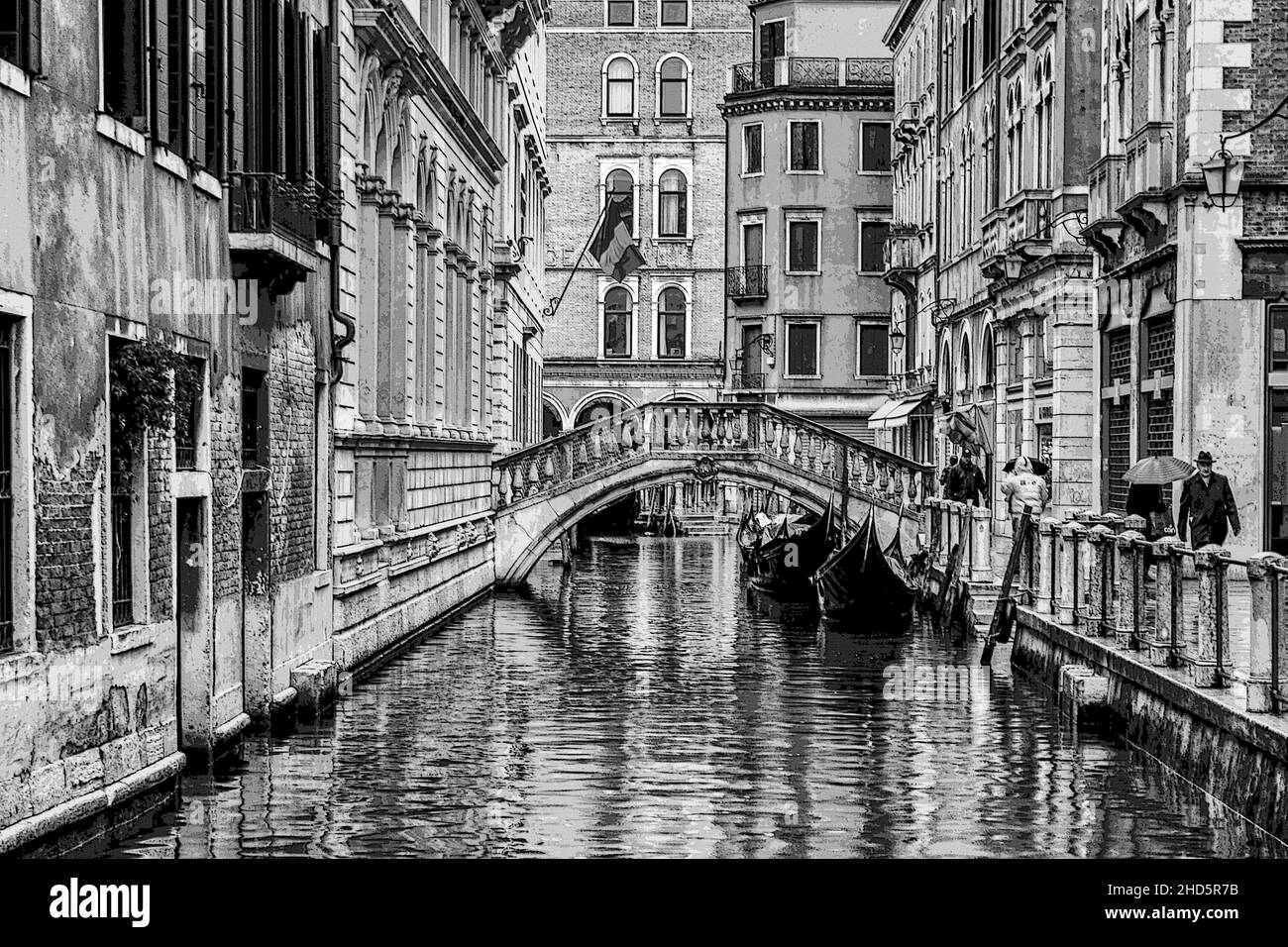 Rio Orseolo o del coval, Venice Italy in Black and white Stock Photo ...