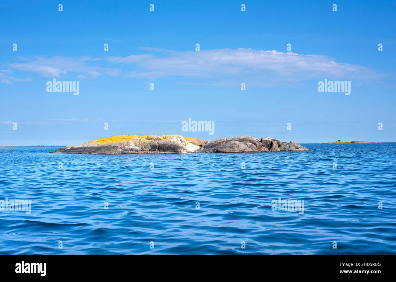 Tiny rocky islands in the Baltic sea outside Rödlöga in the Stockholm ...