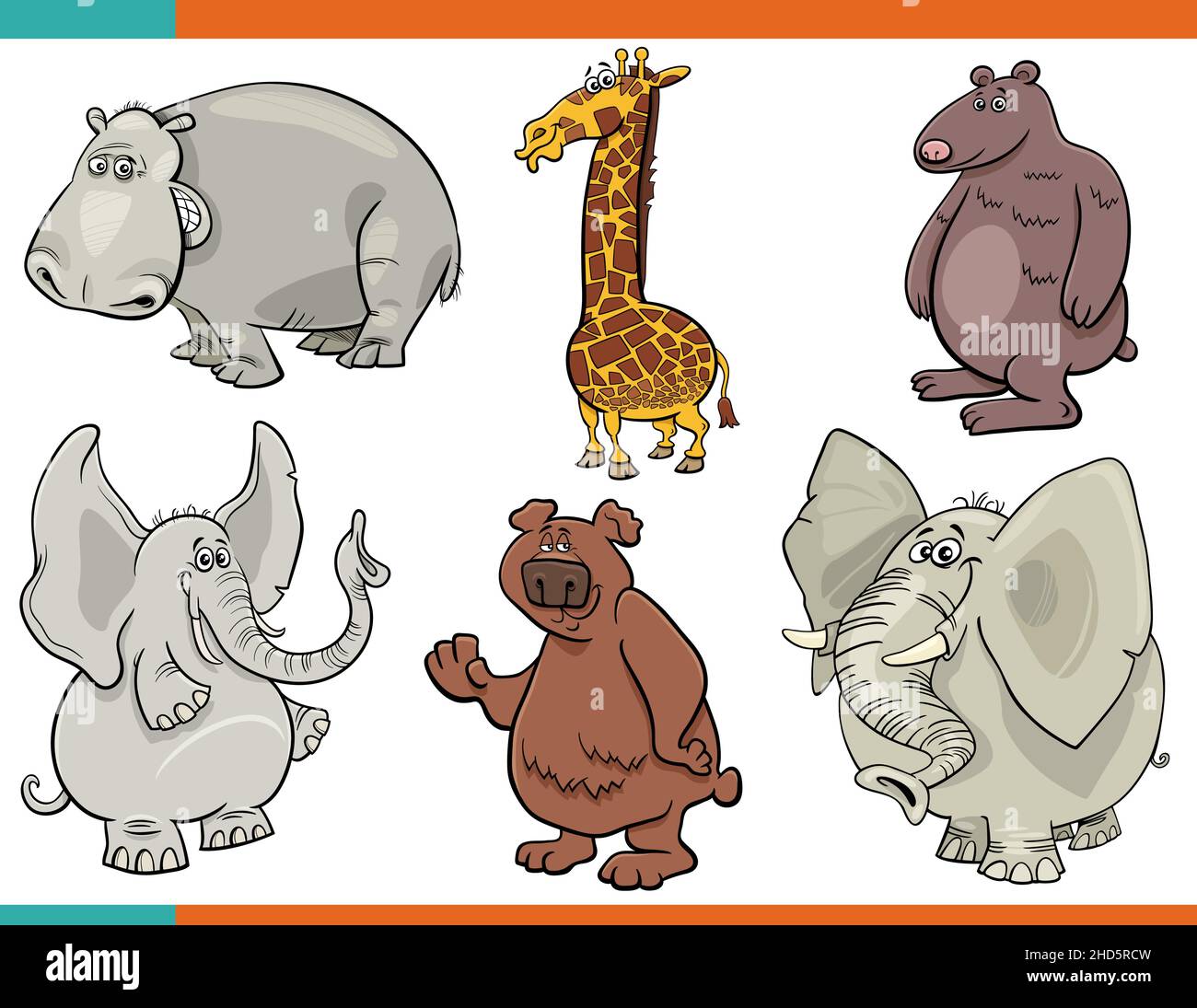 Cartoon illustration of funny wild animals comic characters set Stock ...