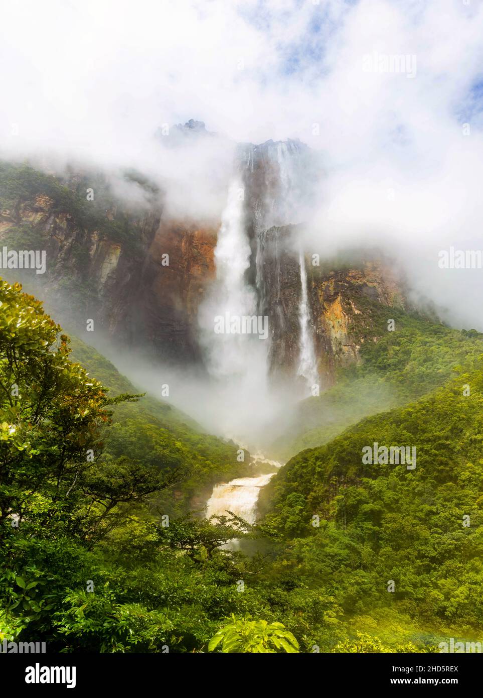 Scenic view of world's highest waterfall Angel Fall in Canaima ...