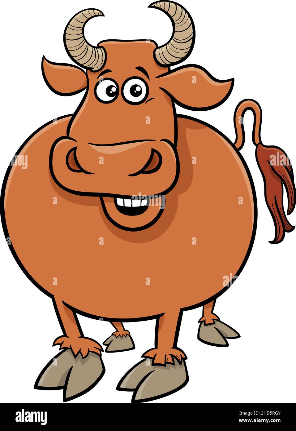 Cartoon illustration of funny bull farm animal character Stock Vector ...