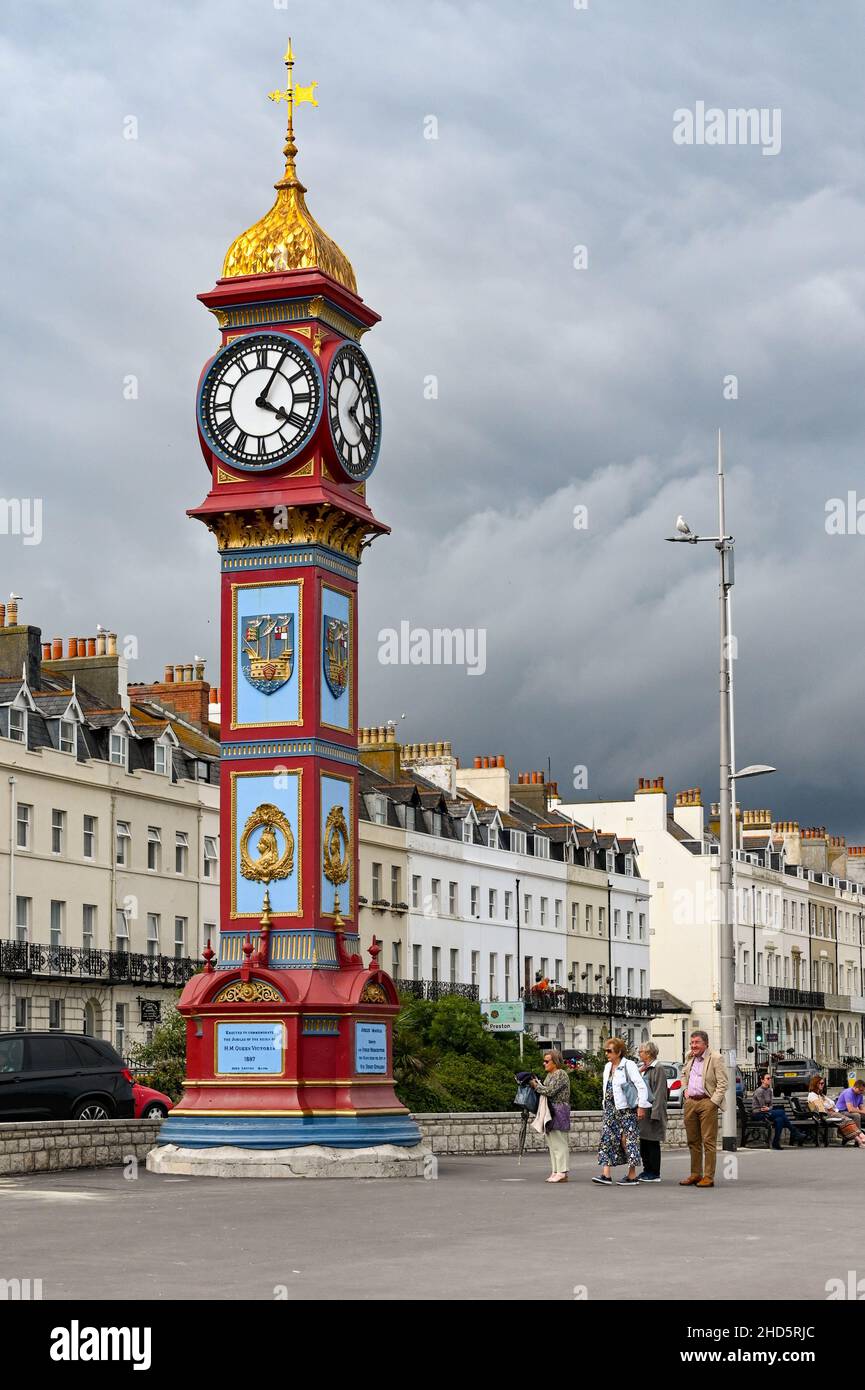 Weymouth, England - July 2021: Jubilee Clock Tower on the esplanade in ...