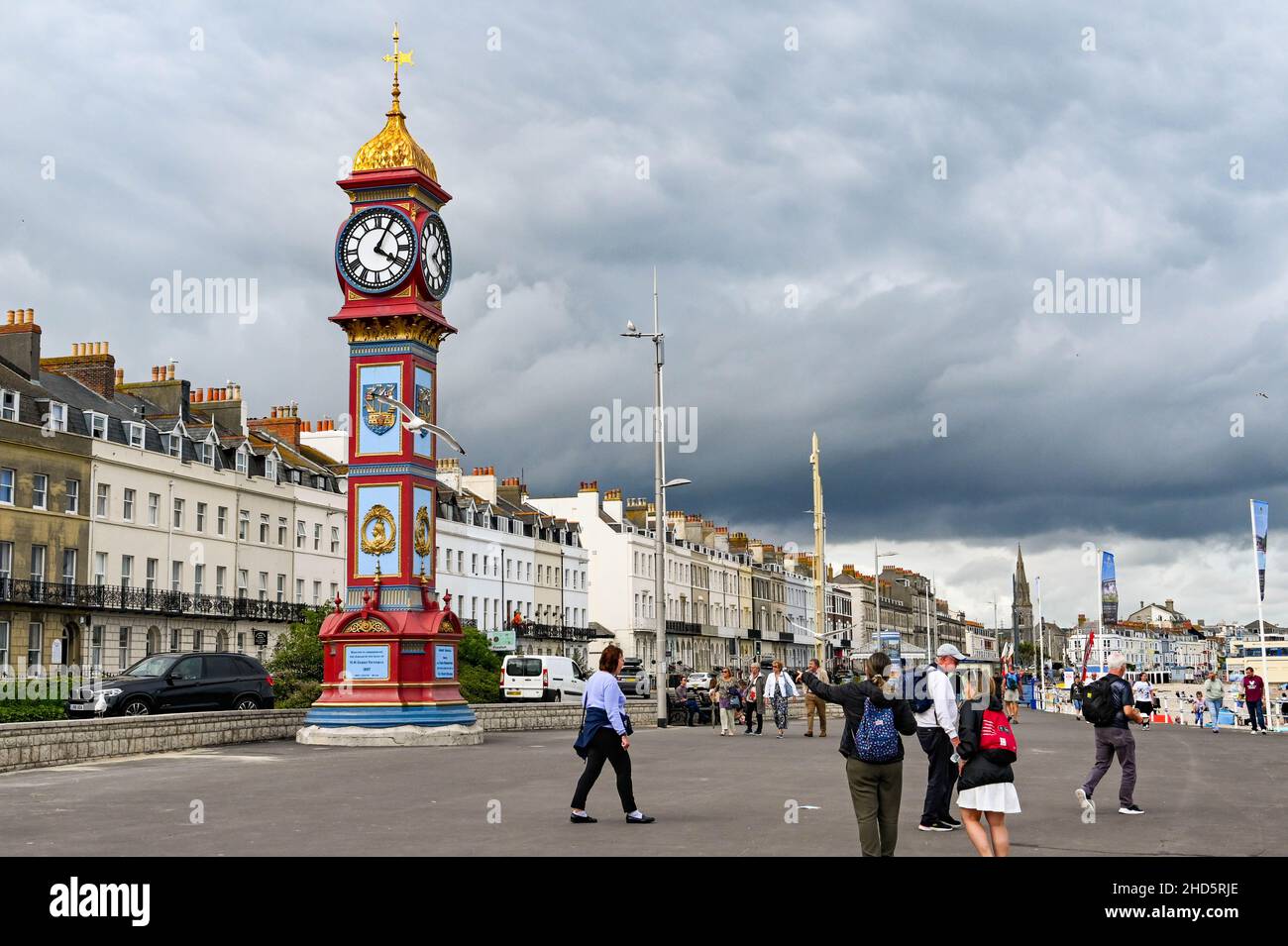 Weymouth, England - July 2021: Jubilee Clock Tower on the esplanade in ...