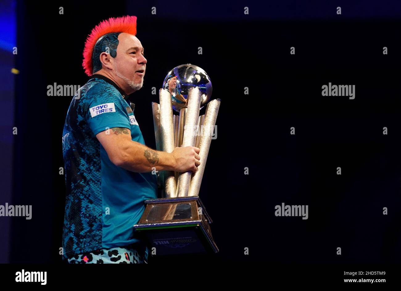 Peter Wright with the Sid Waddell Trophy after victory against Michael ...